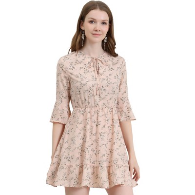 Allegra K Women's Summer Ruffle Neck Lace Panel Short Sleeve Check ...