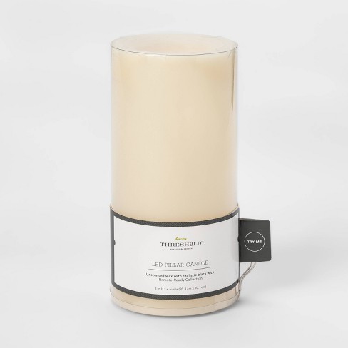 8" X 4" Led Flameless Black Wick Candle Cream - Threshold™: Wax, Home ...