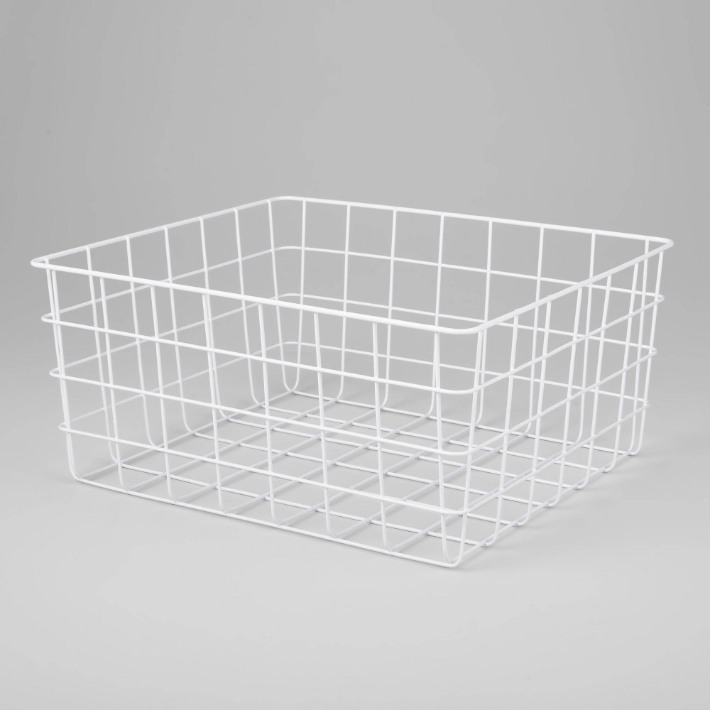 13" Rectangular Wire Decorative Basket White - Brightroom