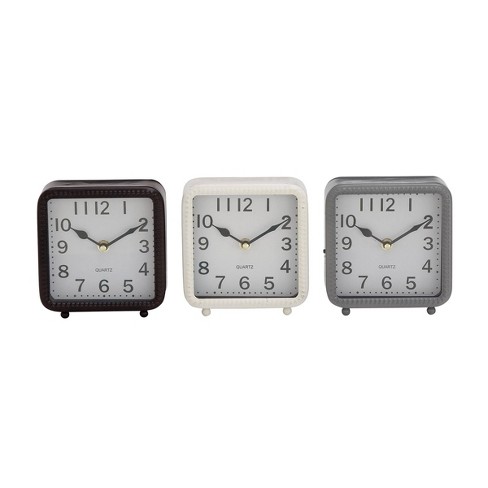 Olivia & May Set Of 3 Metal Clocks Black/white/gray : Silent Quartz ...