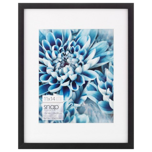 Snap 11"x14" Black Wall Picture Frame With Single White Mat For 8"x10 ...