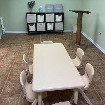 Emma And Oliver 24"w X 48"l Red Plastic Adjustable Activity Table Set-6 ...