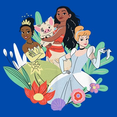 Boy's Disney Princess Trio Doodles T-shirt - Royal Blue - X Large : Target