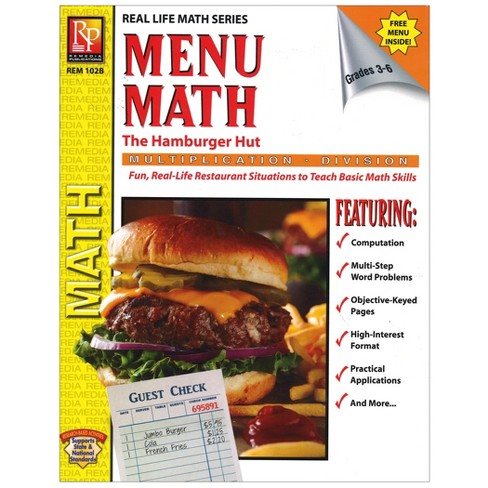 Remedia Publications Menu Math: The Hamburger Hut Book, Multiplication ...