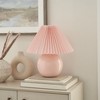 Nourison 13" Pink Ceramic Round Accent Lamp With Pleated Shade : Target