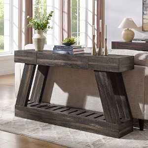 60" Farmhouse Entryway Table with Drawer Storage & Heavy Duty Base ...