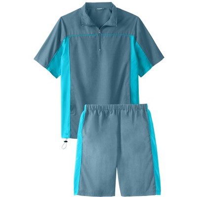 Kingsize Men's Big & Tall Quarter Zip Short Sleeve Colorblock Tracksuit ...