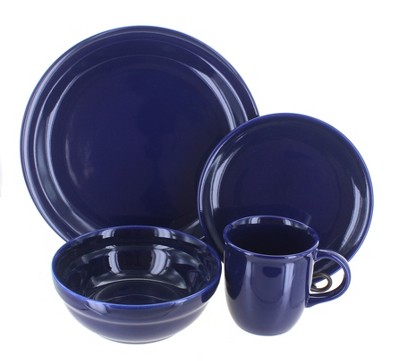 Blue Rose Polish Pottery Grapes 16 Piece Dinner Set With Cobalt Trim ...