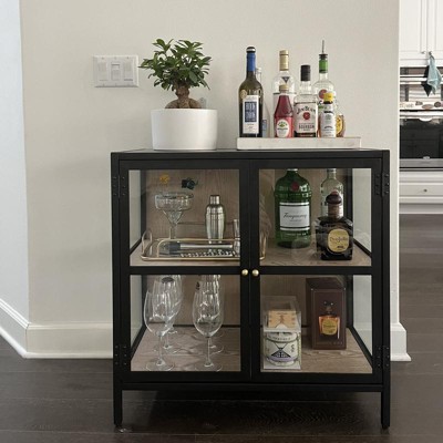 30" Crystal Cove Glass Cabinet Black - Threshold™ Designed With Studio ...