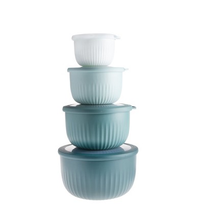 Cook With Color Deep Mixing Bowls With Lids 8 Piece Set Teal : Target
