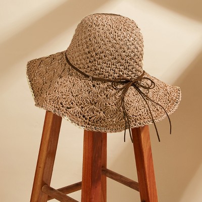Women's Tassel Tie Wide Brim Straw Sun Hat - Cupshe-f-camel : Target