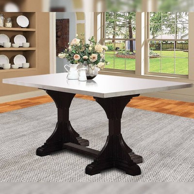Gerardo Dining Table White Marble/espresso Brown - Acme Furniture : Target