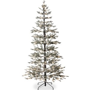 Best Choice Products Pre-Lit Flocked Sparse Christmas Tree 6ft ...