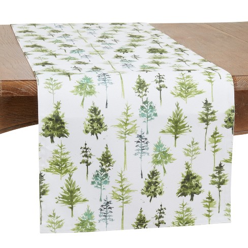 Saro Lifestyle Dining Table Runner With Forest Trees Design, Green, 16 ...