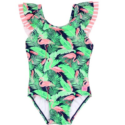 Rufflebutts Girls V-back Upf50+ One Piece - Flamingo Frenzy, 10 : Target