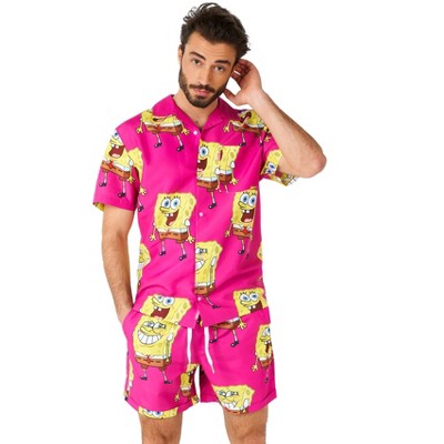 Opposuits Men's Hawaiian 2 Piece Set - Spongebob Beach Swim Wear - Slim ...