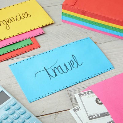 Okuna Outpost 100 Pack Colorful Money Envelopes For Cash, Payroll ...