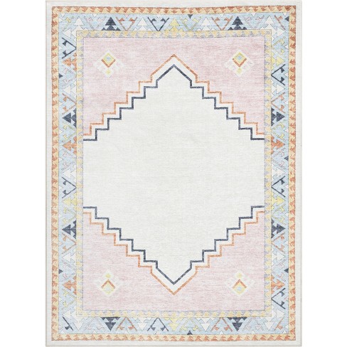 Well Woven Medallion Apollo Kids Collection 6' X 9' Pink Beige Area Rug ...