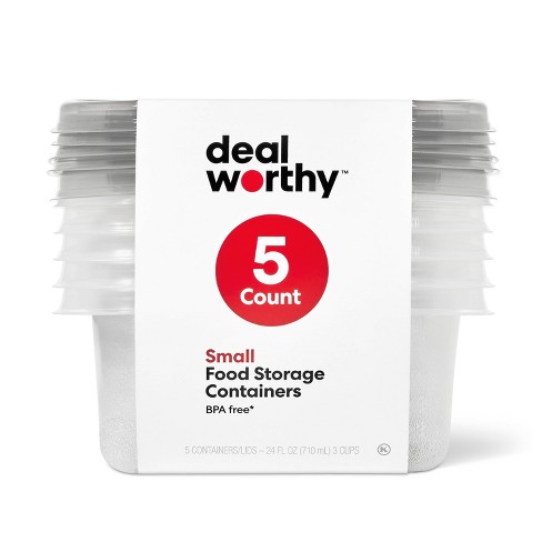 Small Rectangle Food Storage Containers - 24 Fl Oz/5ct - Dealworthy ...