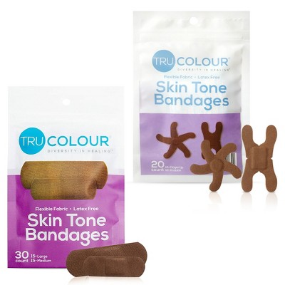 Tru-colour Skin Tone Shade Adhesive Bandage Assorted Shapes, Brown : Target