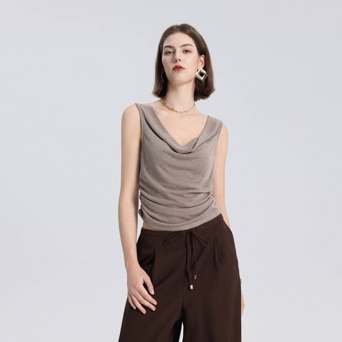 Women's Slim Fit Ruched Tank Top - A New Day™ Gold Rouge S : Target