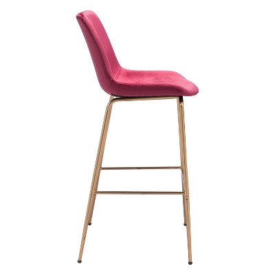 HomeStock 41.6 in.H Red Finish Low Back Metal Frame Barstool Wood Seat ...