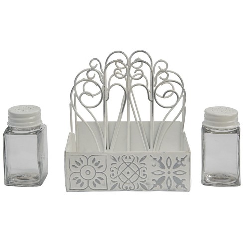 Park Designs Distressed Tile Napkin Caddy With Salt & Pepper Shakers ...