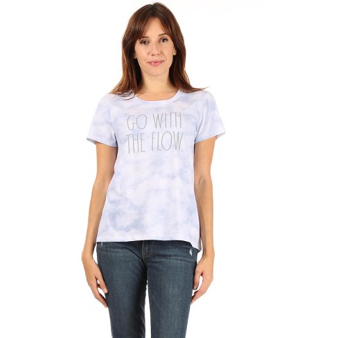 Rae Dunn - Women's Short Sleeve Icon T-shirt - Blue Tie Dye "go With ...