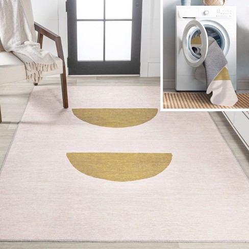 9' X 12' Luola Minimalist Geometric Machine-washable Area Rug, Cream ...