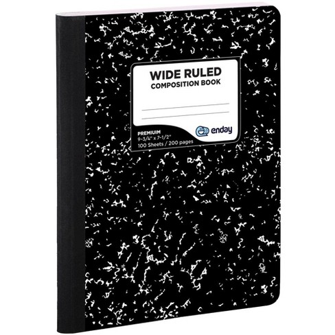 Enday Wide Ruled Black Marble Composition Notebook 100 Sheets : Target
