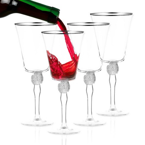 Berkware Luxurious Sparkling Studded Wine Goblet With Silver Rim Design ...