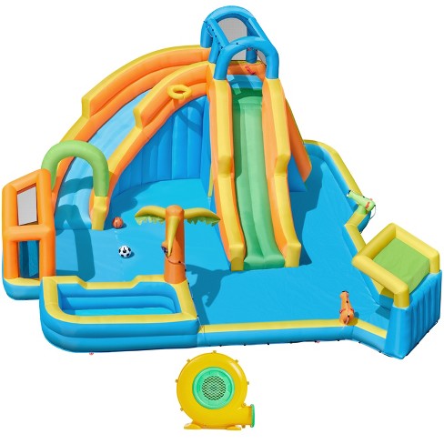 Yaheetech Double Lane Inflatable Water Slide, Blue : Target