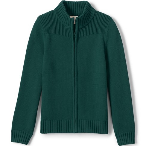 Lands' End School Uniform Kids Cotton Modal Zip Front Cardigan Sweater ...