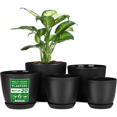 Lifemaster Plant Pots With Drainage - Sturdy Plastic, Stackable Design ...