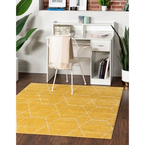 Unique Loom 3' 0 X 3' 0 Trellis Frieze Geometric Yellow Area Rug : Target