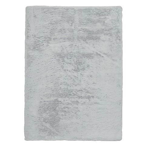 3'x5' Amami Faux Rabbit Rug Light Blue - Linon: High Pile, Handmade ...