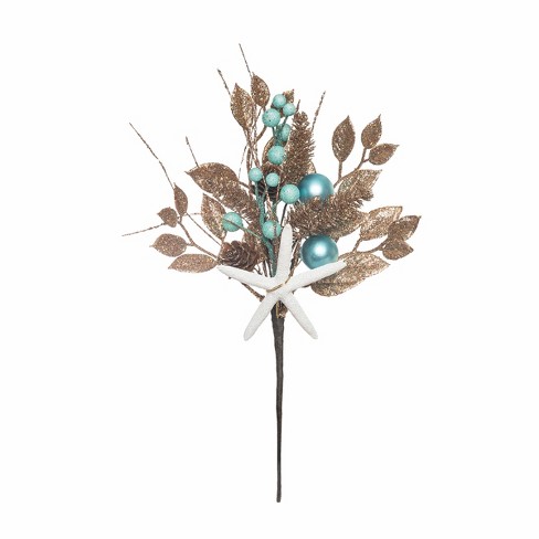 Gallerie Ii 14" Shimmer Coastal Floral Flower Premium Decorative Pick ...