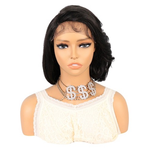 Unique Bargains Women Short Natural Curly Lace Front Wigs With Wig Cap ...