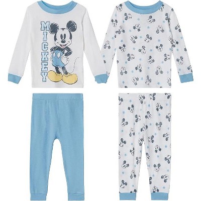 Disney Baby Boys' Mickey Mouse 4-piece Cotton Pajama Set, Mickey Blue ...