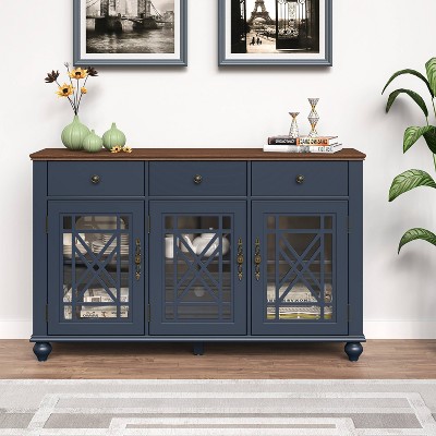 38" Vintage Storage Sideboard Buffet Accent Cabinet Navy - Festivo ...