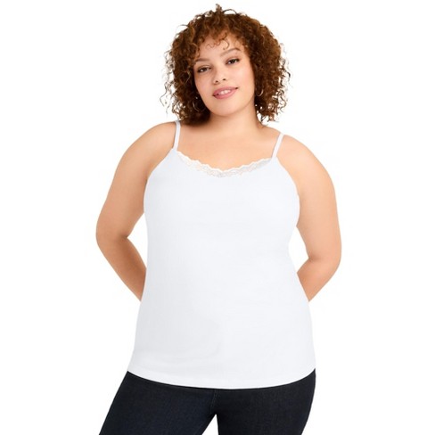 June + Vie By Roaman's Women's Plus Size Lace-trim Bra Cami - 26/28 ...