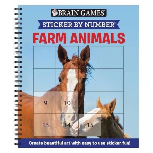 Brain Games - Sticker By Number: Farm Animals (easy - Square Stickers ...