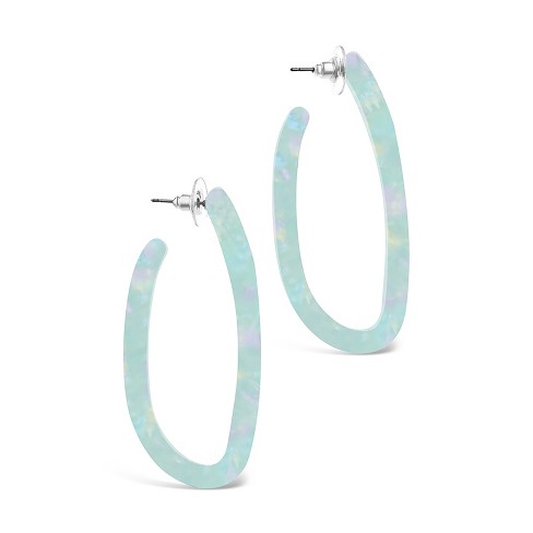 Shine By Sterling Forever Open Oval Resin Hoops - Gold/mermaid : Target