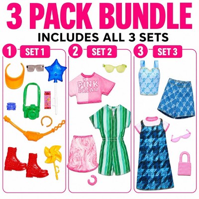 Barbie & Ken Doll Clothes Accessories Bundle 3 Pack Fashions Outfits ...