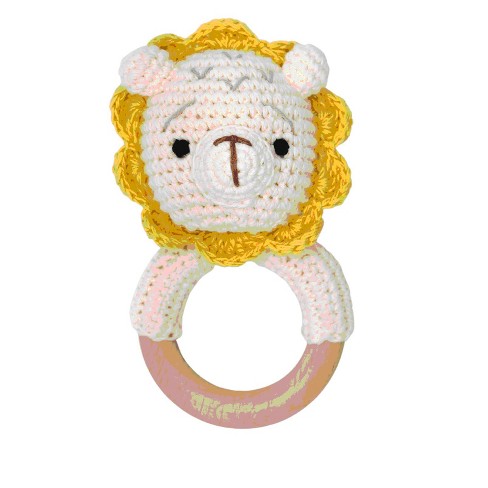 Embe Animal Wooden Rattle, Yellow Lion : Target