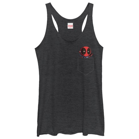 Women's Marvel Deadpool Mini Pocket Friend Racerback Tank Top - Black ...