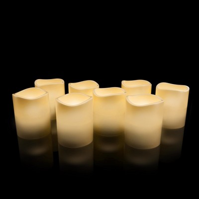 2ct Battery Operated Glass Led Candles With Moving Flame Silver Stars ...