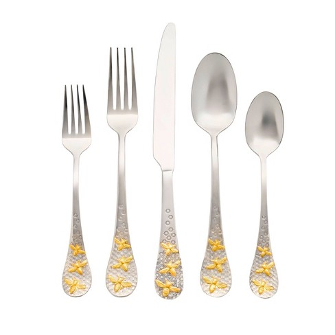 Godinger Silver 20pc Buzz 24kt Gold Plated Stainless Steel Flatware Set ...
