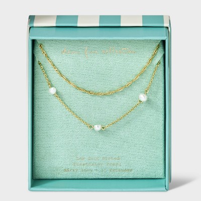 Pearl Pendant Necklace Set 2pc - A New Day™ Gold : Target