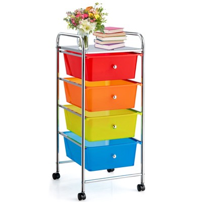 Tangkula 4 Drawer Cart Storage Container Bins With Wheels For Home ...